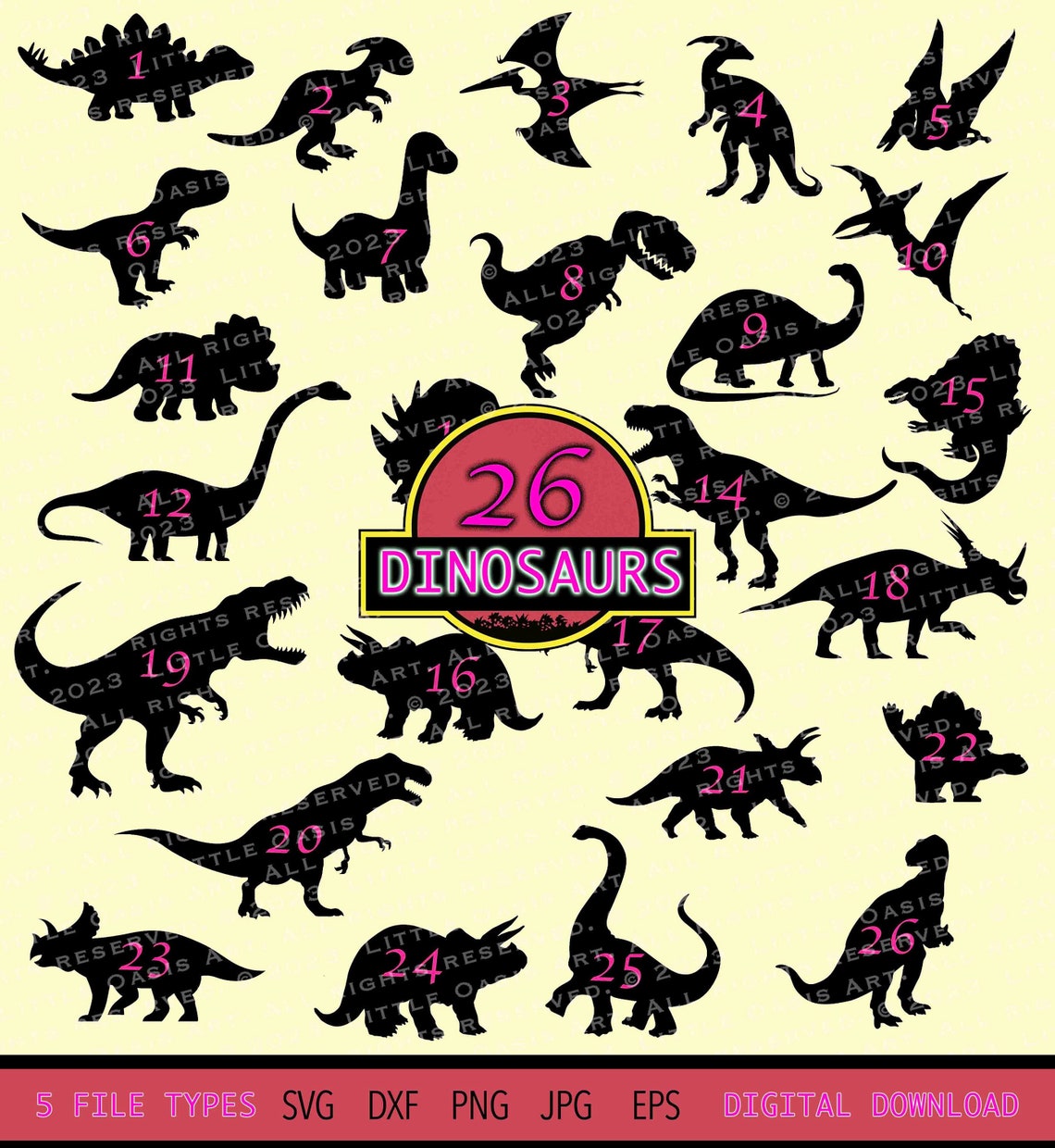 Dinosaur SVG Bundle, Cricut Cut Files, Dinosaur Silhouette Svg, Kids ...