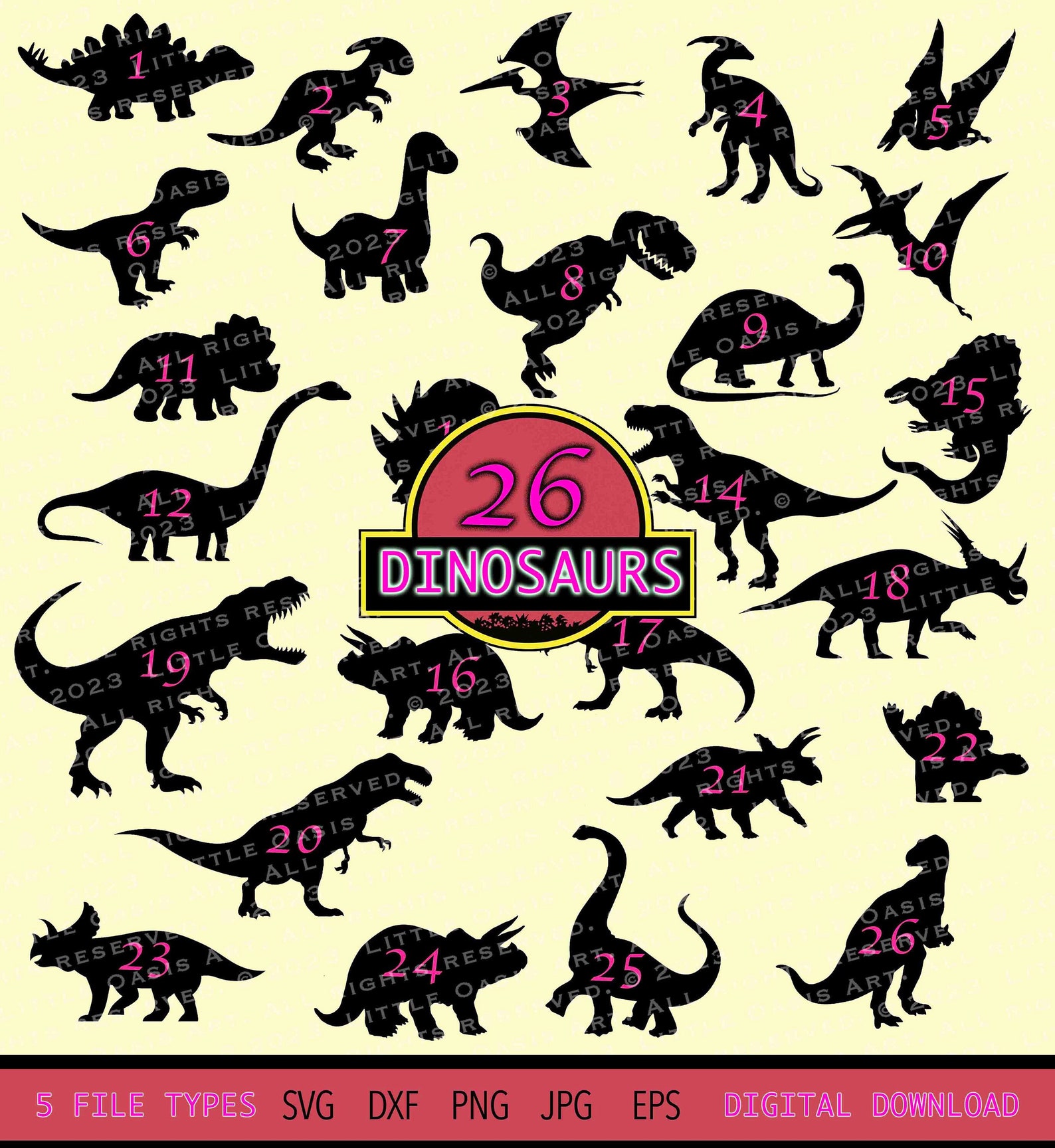 Dinosaur SVG Bundle, Cricut Cut Files, Dinosaur Silhouette Svg, Kids ...