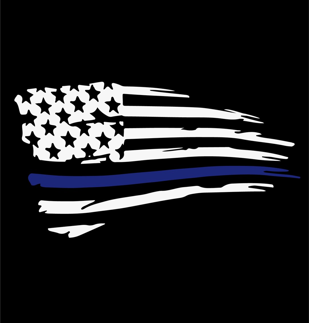 Distressed Thin Blue Line Flag Car Window Decal ~ Law Enforcement Vinyl ...