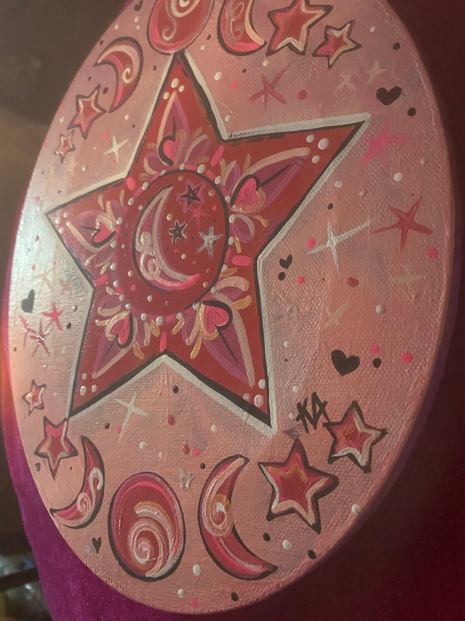 Celestial Star Pink Edition Oval Canvas - Etsy
