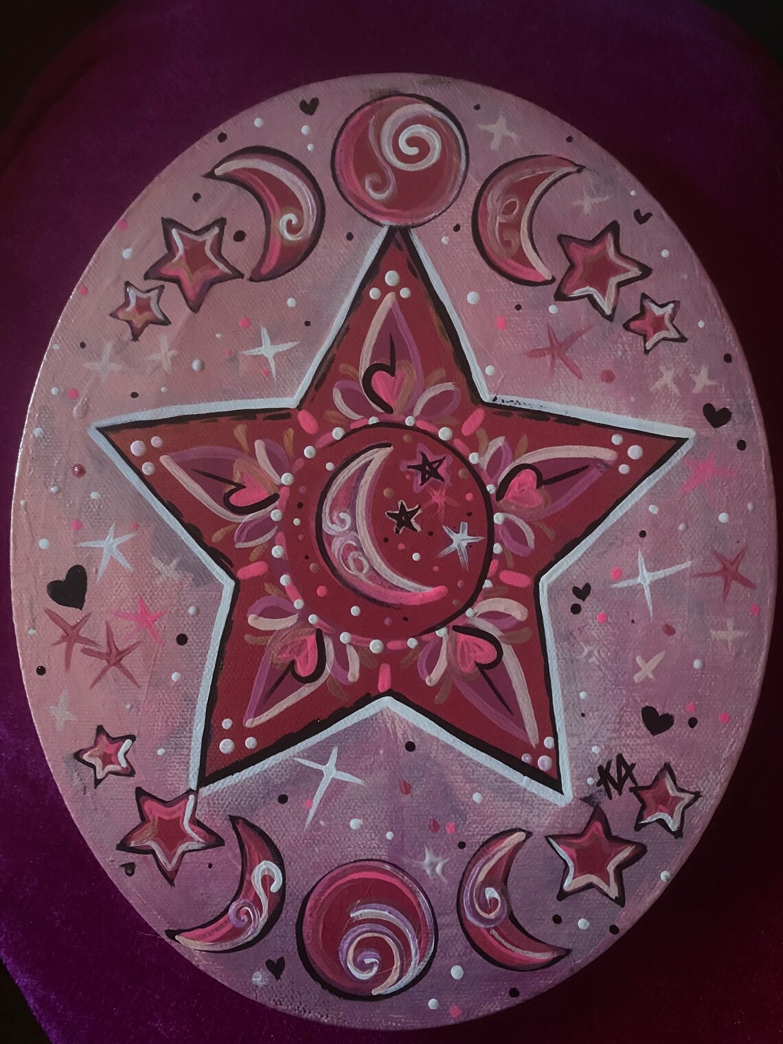 Celestial Star Pink Edition Oval Canvas - Etsy