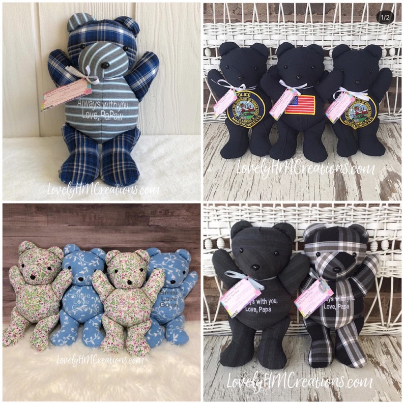 Memory Bear 13 Embroidered Bear Keepsake Bear | Etsy