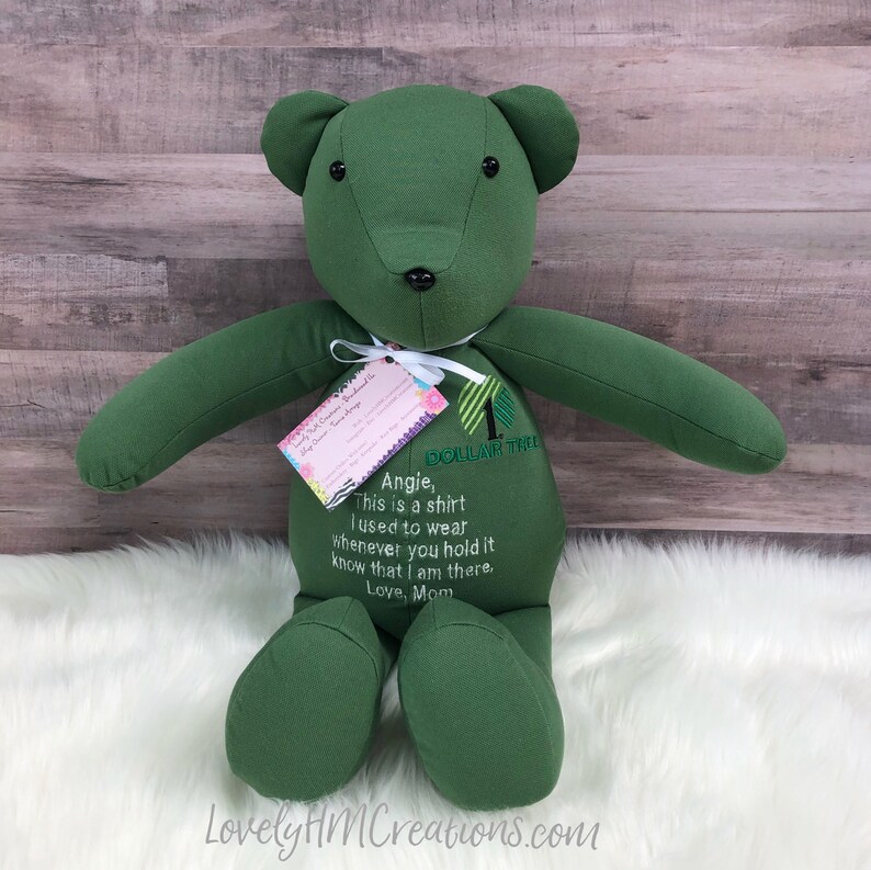 Memory Bear 20" Keepsake Embroidered, Keepsake Bear, Memorial Bear Made ...