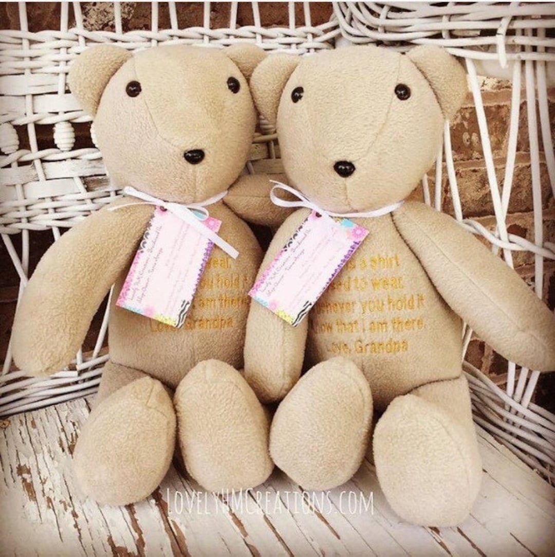 Memory Bear 17" Keepsake Embroidered, Keepsake Bear, Memorial Bear Made ...