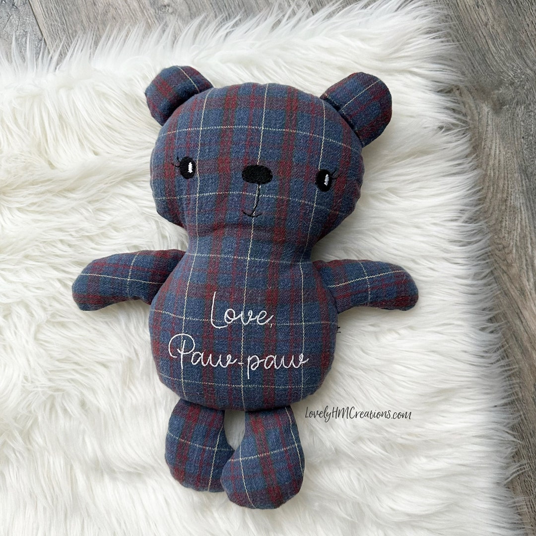 Memory Bear, 10" Embroidered Bear, Keepsake Bear, Personalized Bear ...