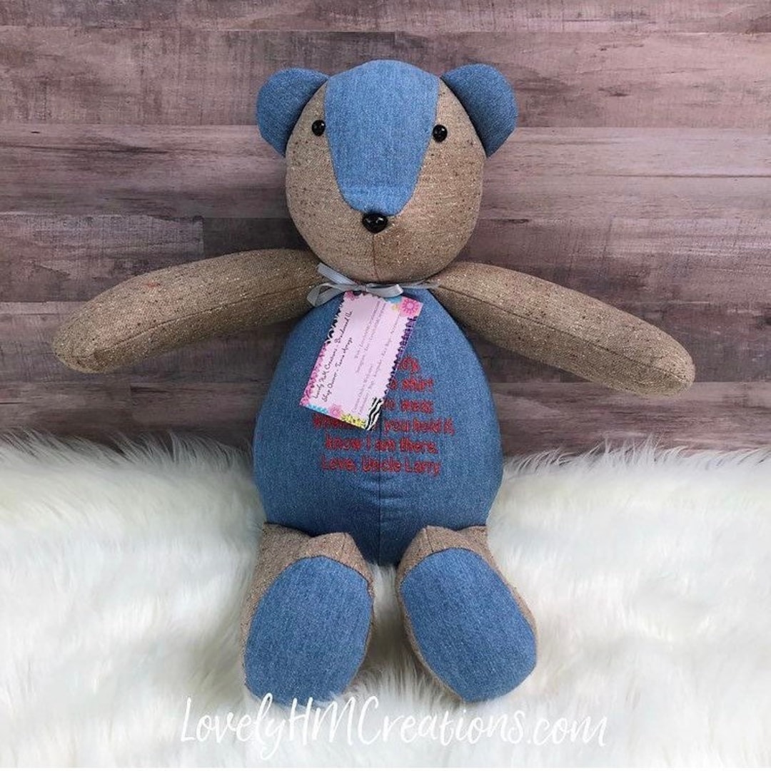 Memory Bear 20" Keepsake Embroidered, Keepsake Bear, Memorial Bear Made ...