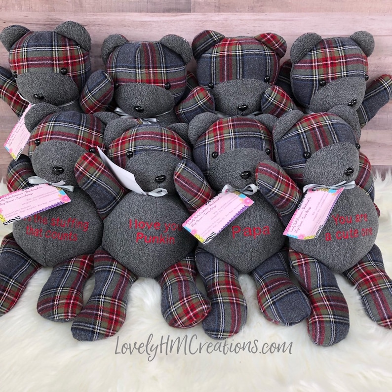 Memory Bear 13 Embroidered Bear Keepsake Bear - Etsy Canada