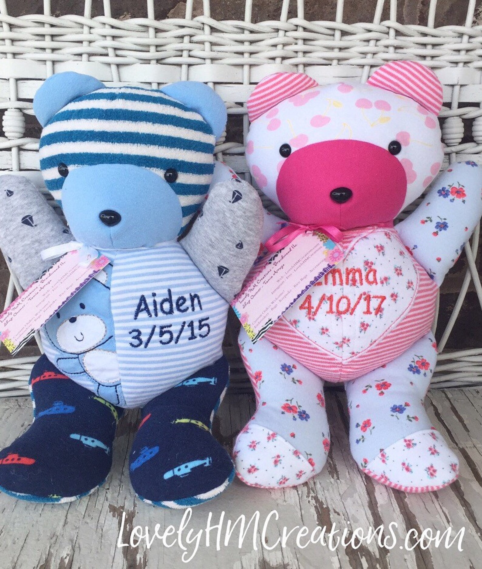 Baby Memory Bear 13" Keepsake Bear Embroidered - Baby Bear Newborn Gift ...