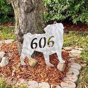 Unique and Beautiful House Number Sign Pug Dog Silhouette, 19 Wide ...