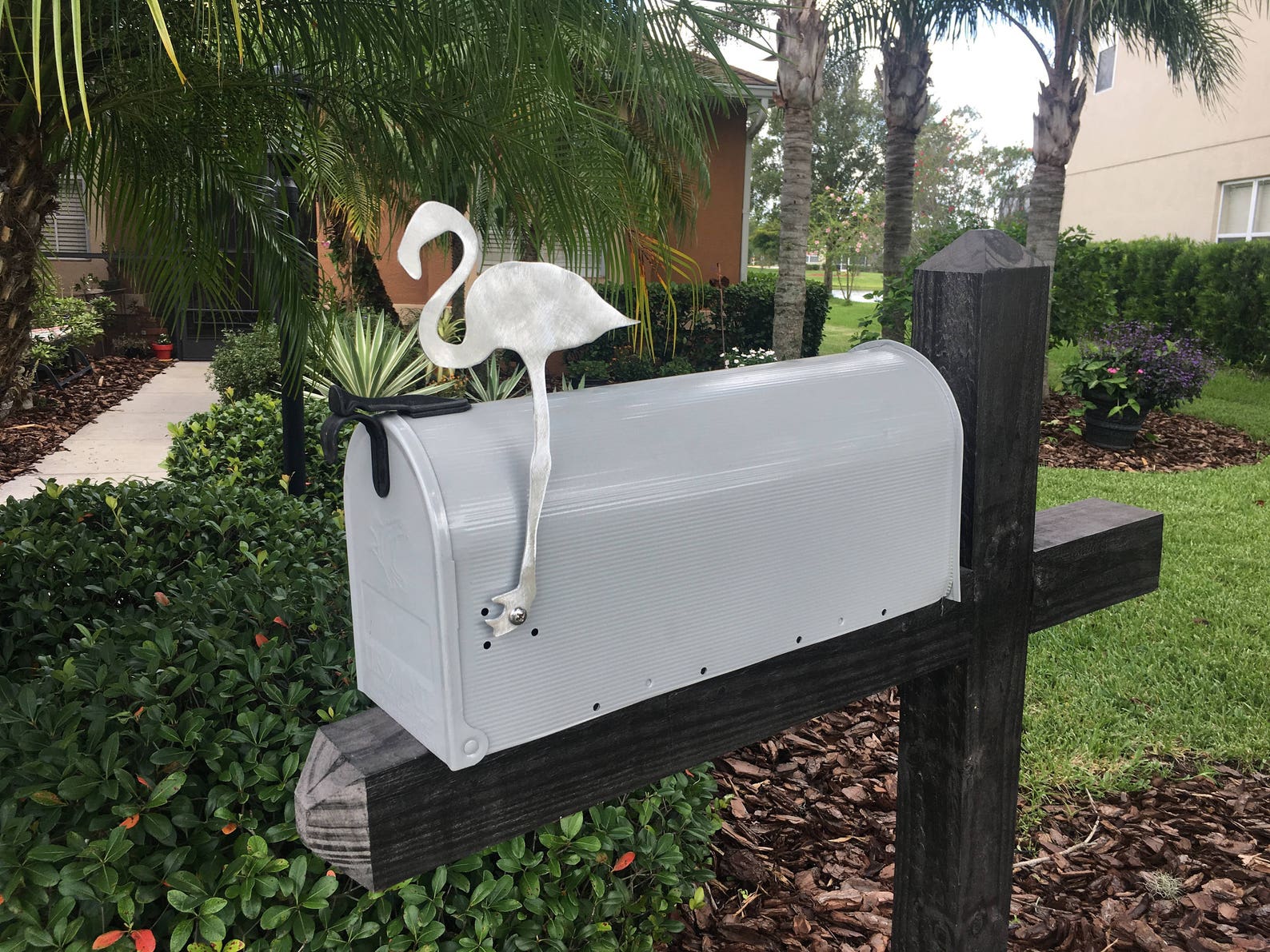 Metal Flamingo Mailbox Flag, Aluminum, Will Not Rust, Brushed Finish ...