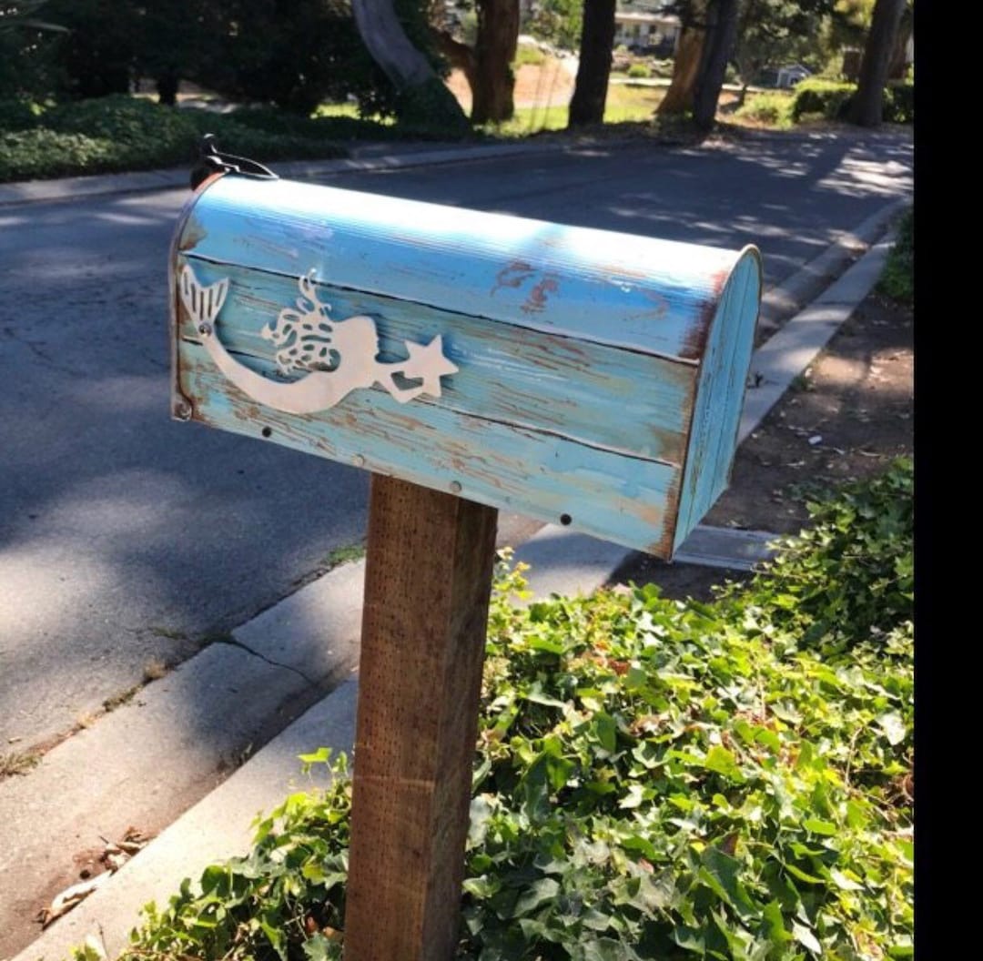 Mermaid Mailbox Flag, Metal Mermaid With Starfish, Listing is the ...