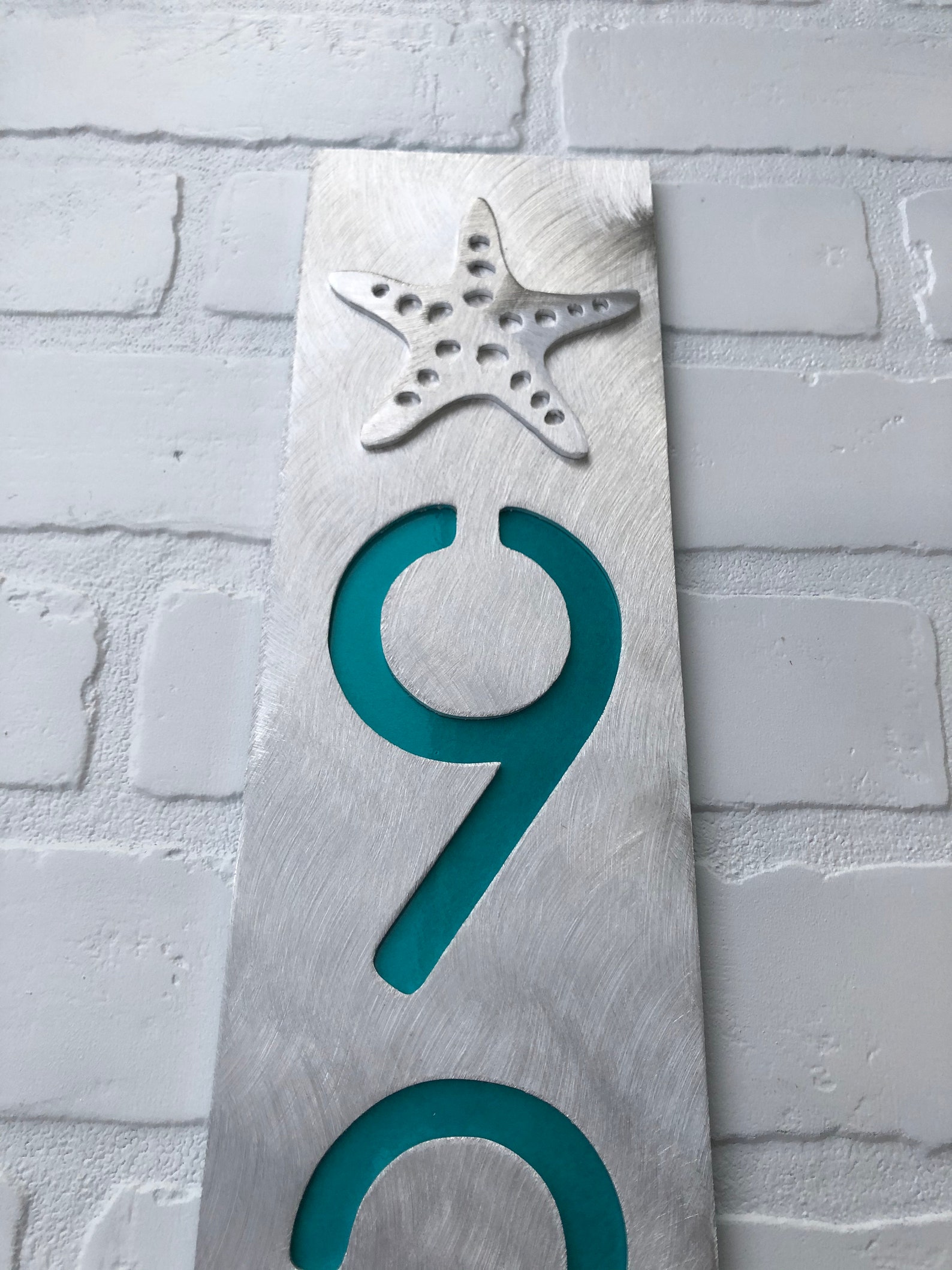 Contemporary Coastal Living Metal Address Sign Starfish | Etsy