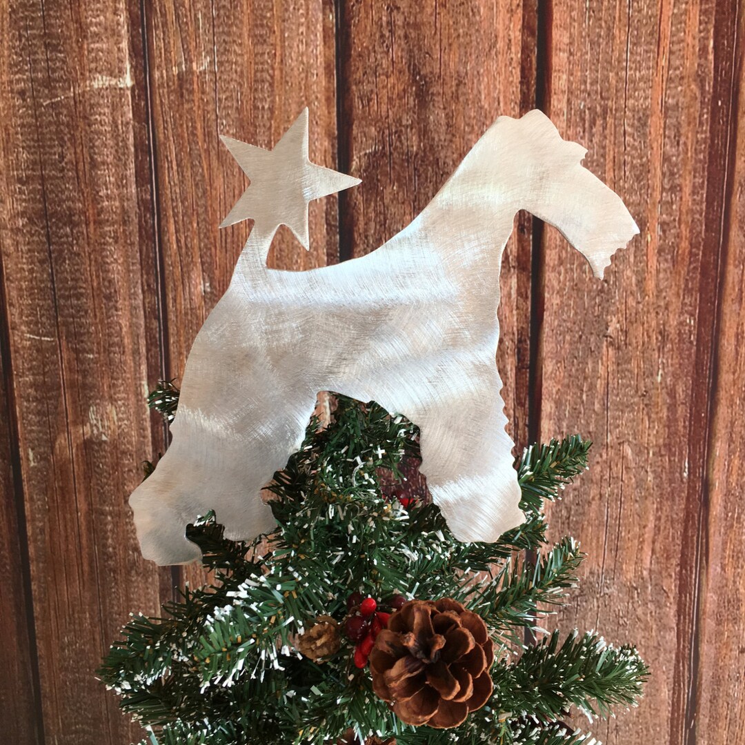 Wire Haired Fox Terrier Star, Metal Dog Tree Topper, Holiday, Wreath ...