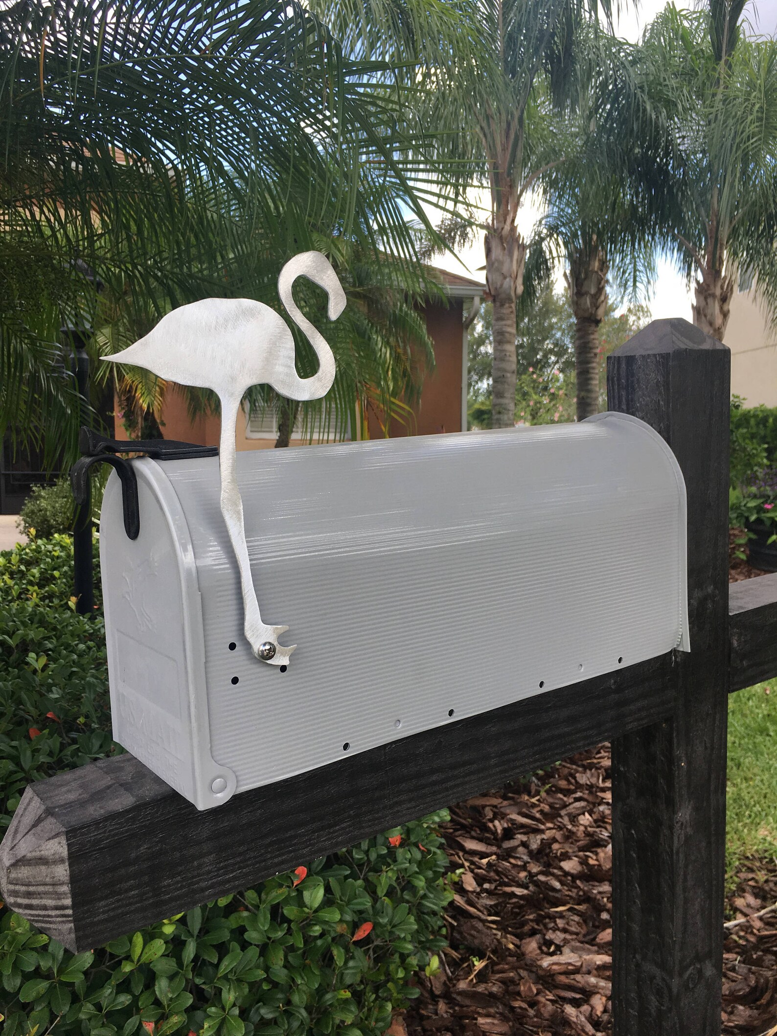 Metal Flamingo Mailbox Flag, Aluminum, Will Not Rust, Brushed Finish ...