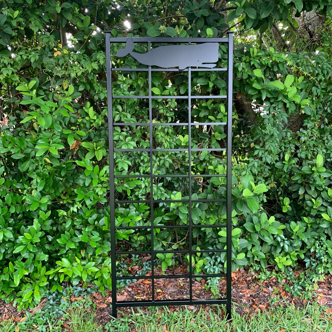 Nantucket Whale, Decorative Metal Garden Trellis, Plant Trellis, Rust ...