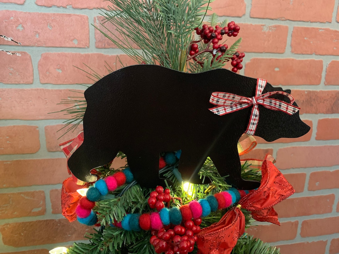 Bear Handcrafted Metal Christmas Tree Topper, Holiday Decoration, Wall ...