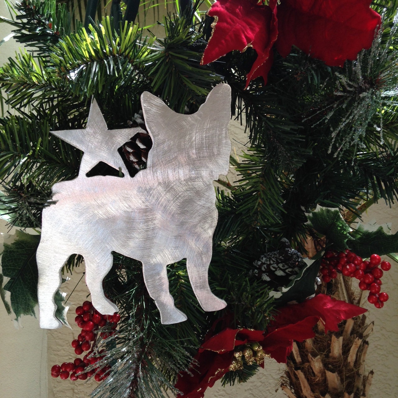 French Bulldog Star Dog Tree Topper, Holiday Decoration, Aluminum ...