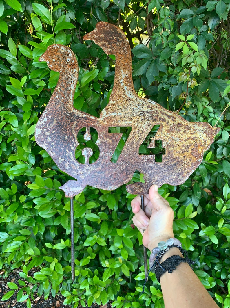 Rusty Metal Geese Personalized Sign House Number Sign - Etsy