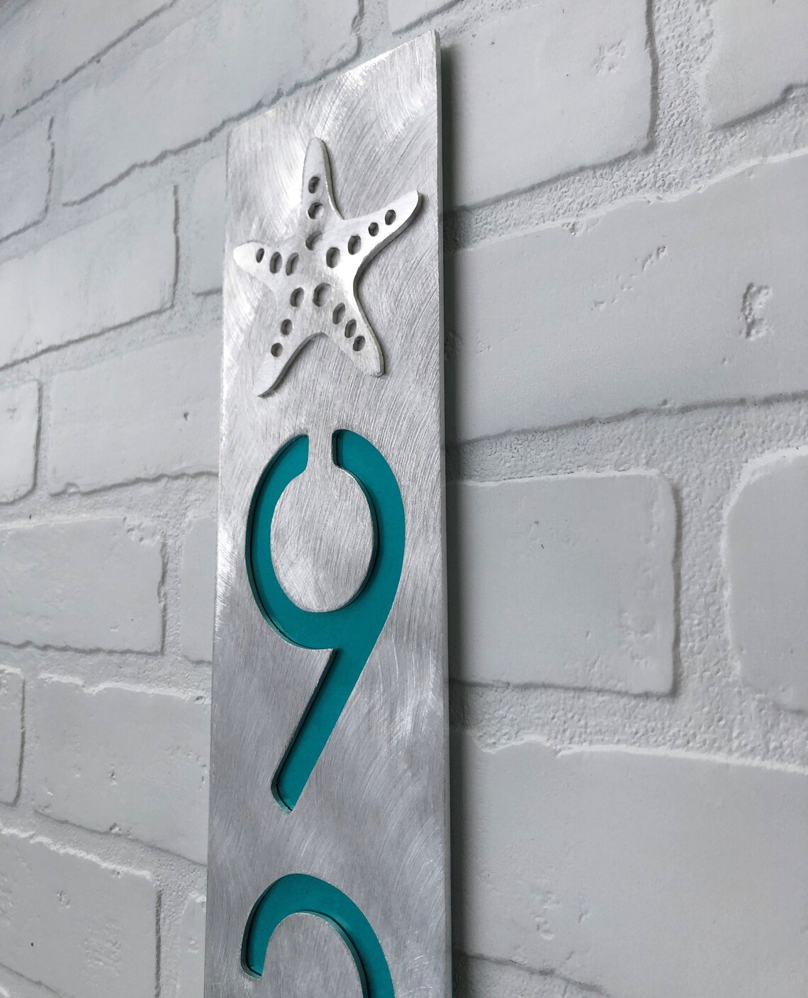 Contemporary Coastal Living Metal Address Sign Starfish | Etsy