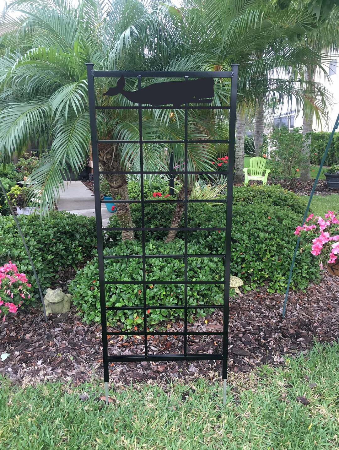 Nantucket Whale, Decorative Metal Garden Trellis, Plant Trellis, Rust ...