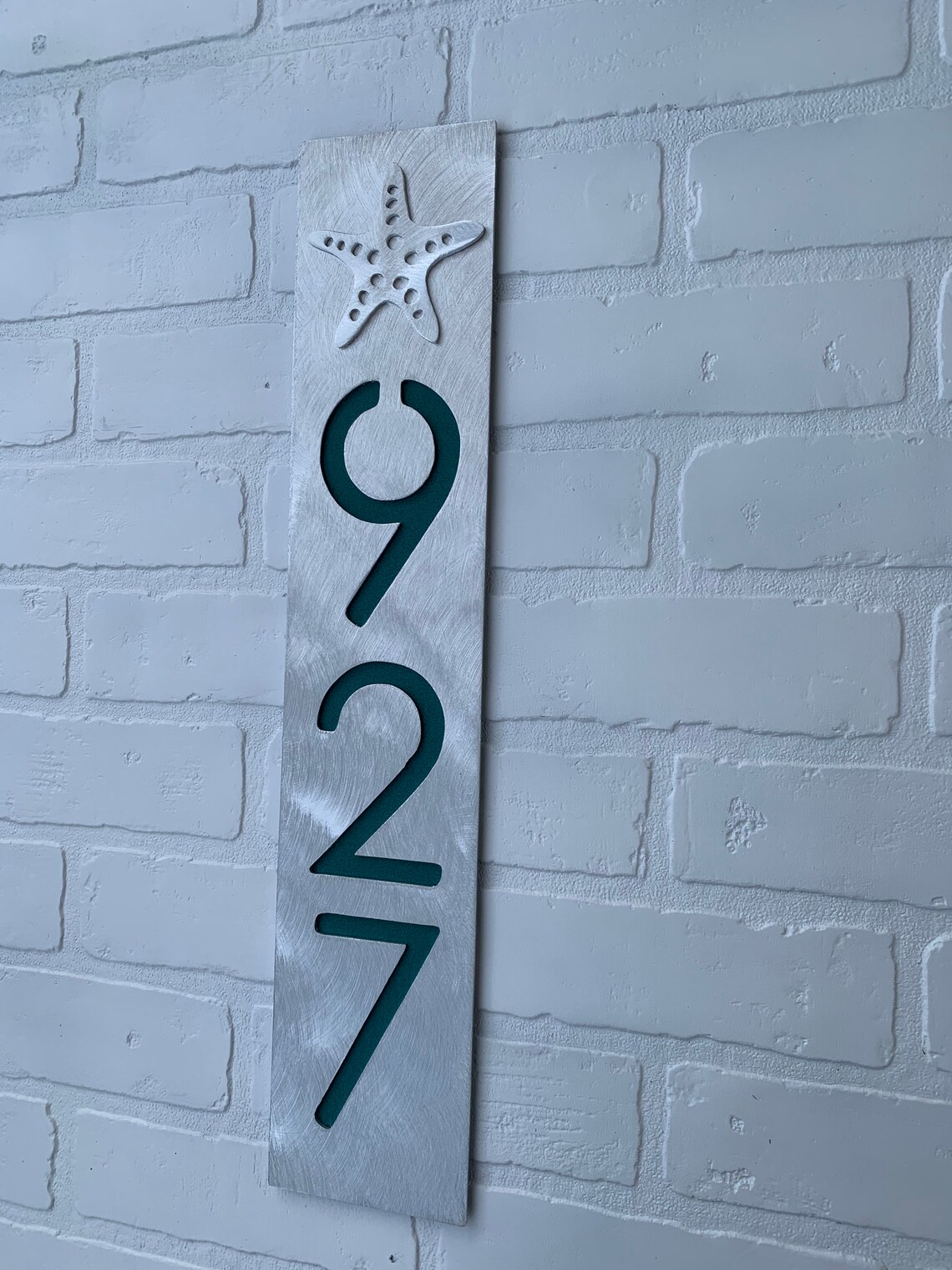 Contemporary Coastal Living Metal Address Sign | Starfish Emblem ...