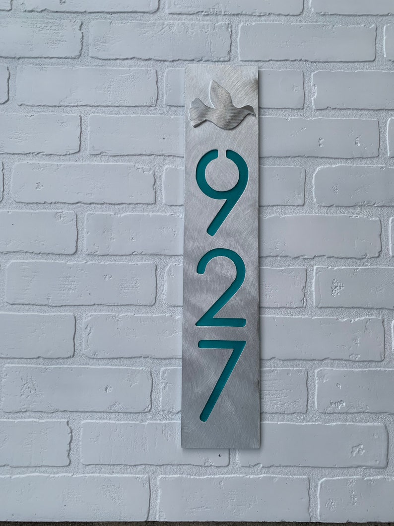 Contemporary Christian Style Metal Address Sign Dove Emblem | Etsy