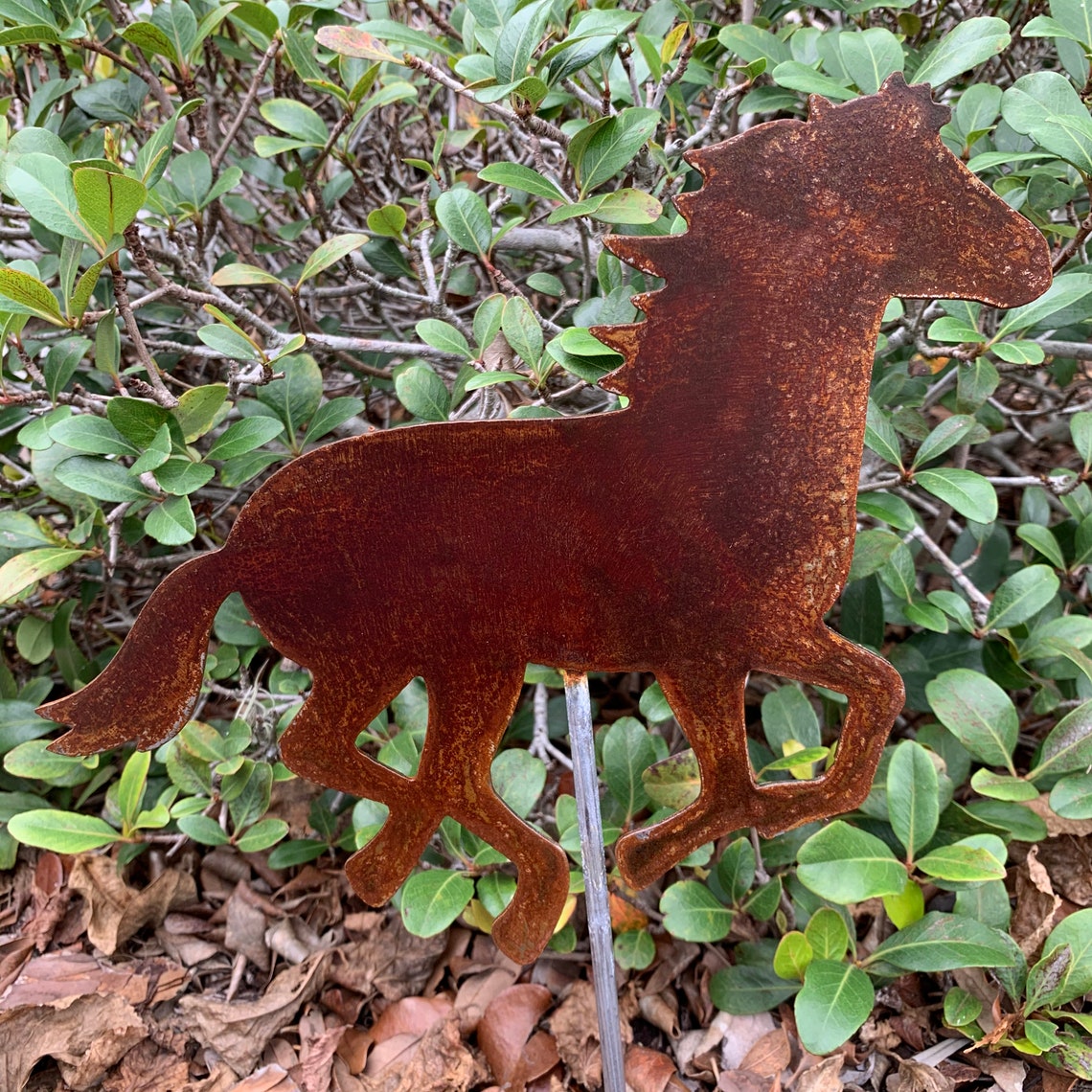 Rusty Horse Wild Stallion Steel Yard Art Yard Stake - Etsy