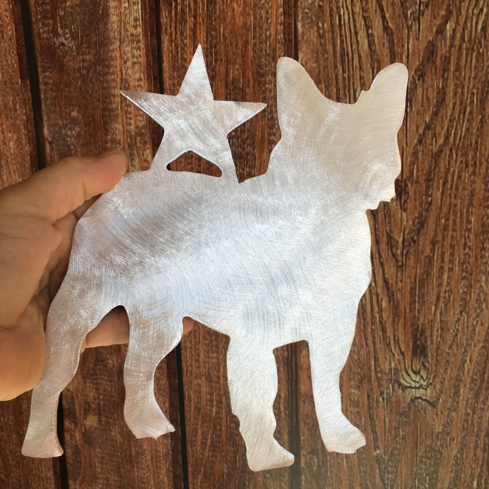 French Bulldog Star Dog Tree Topper, Holiday Decoration, Aluminum ...