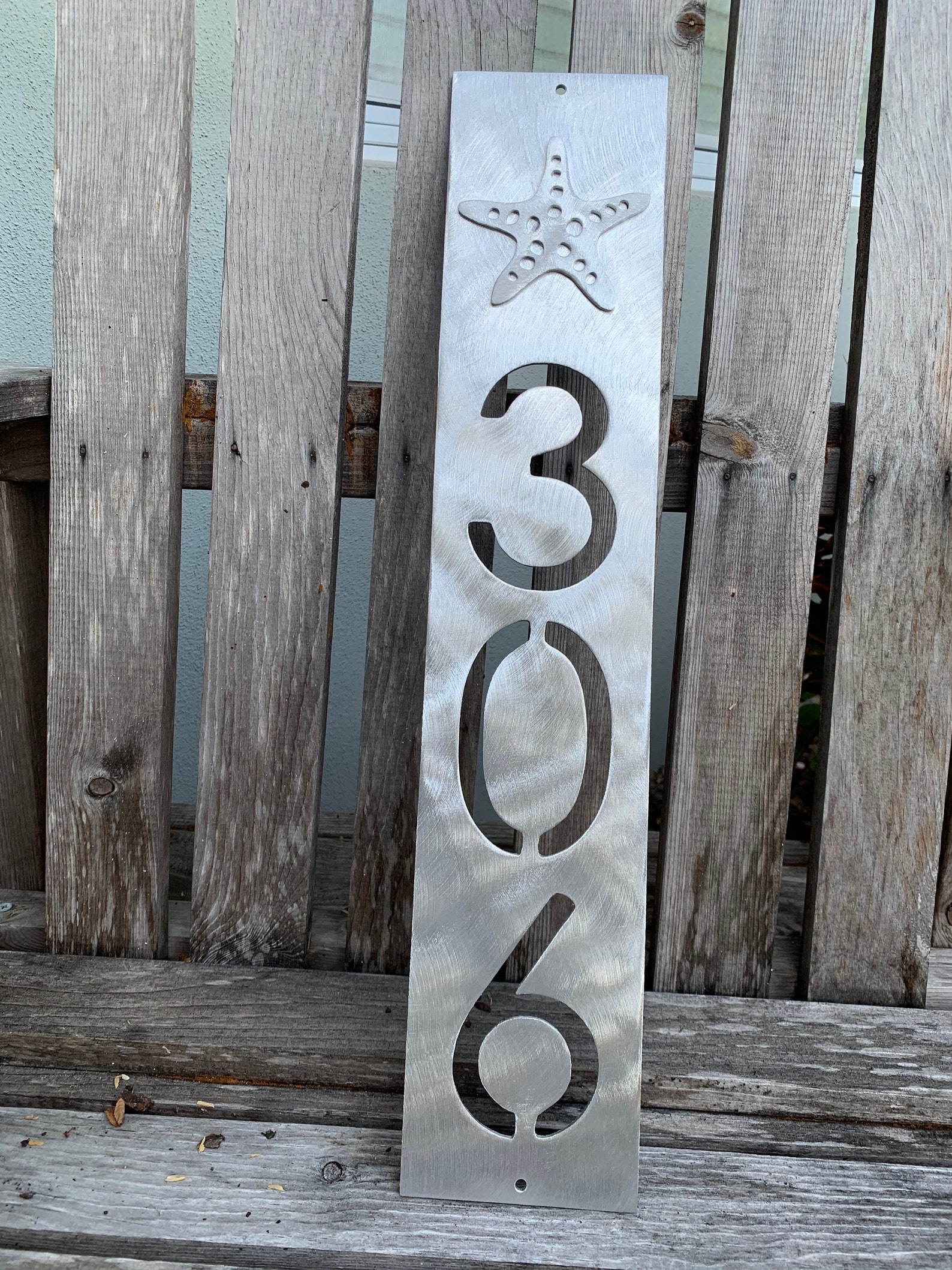 Contemporary Coastal Style Metal Address Sign With Starfish - Etsy