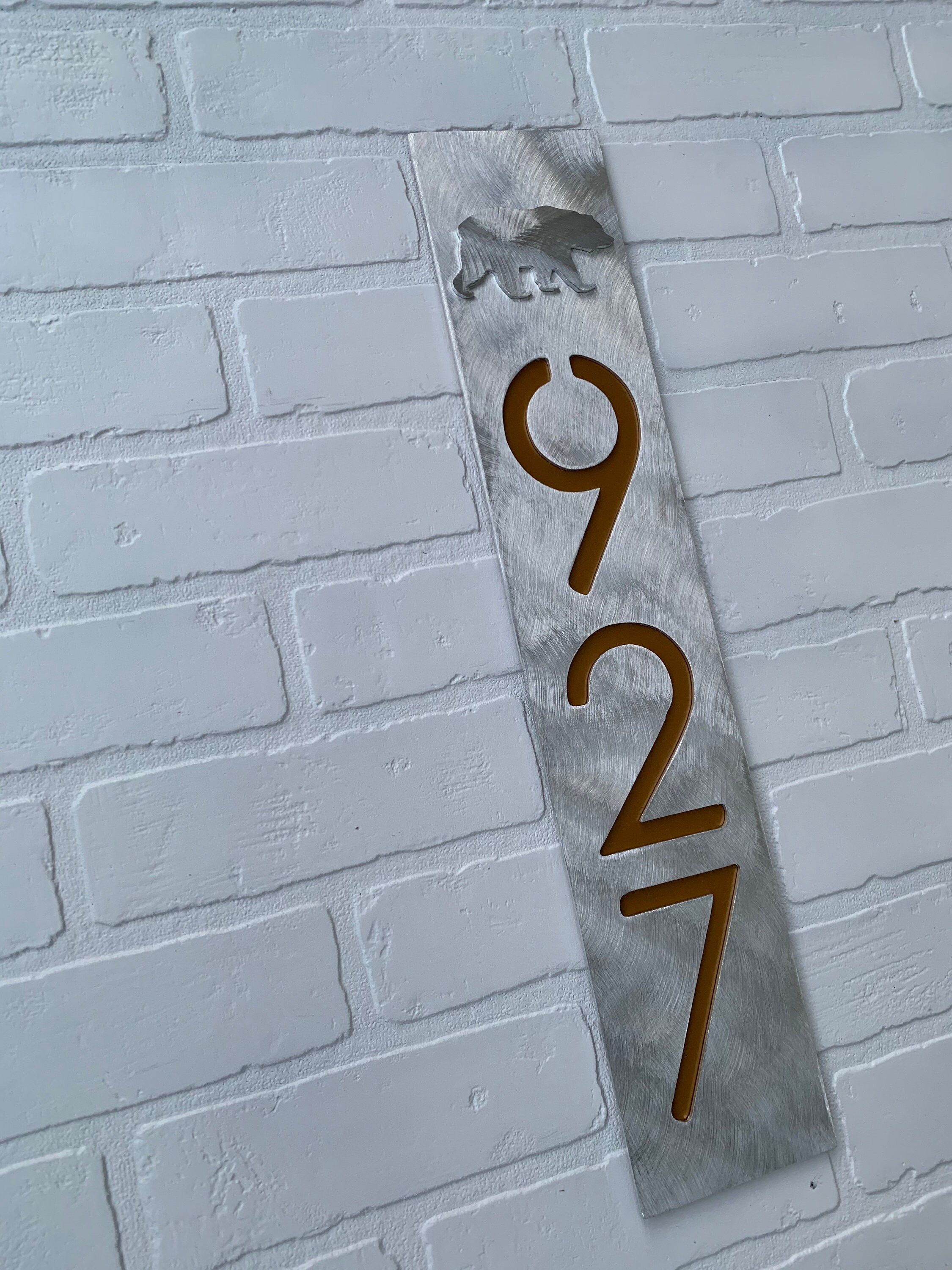 Contemporary Cabin Style Metal Address Sign Bear emblem | Etsy