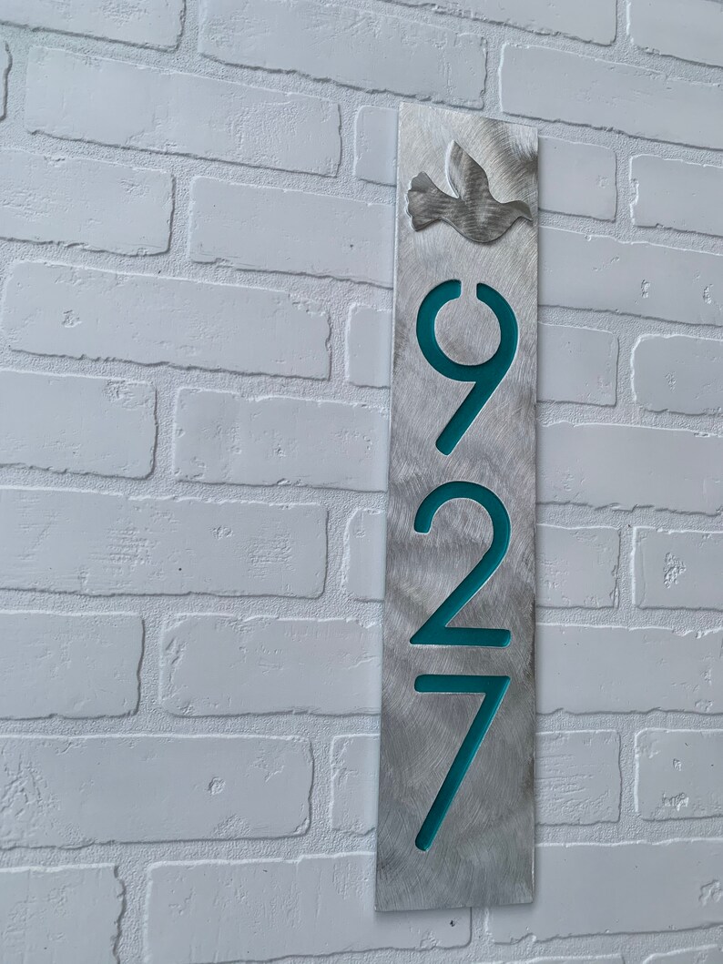 Contemporary Christian Style Metal Address Sign Dove Emblem | Etsy