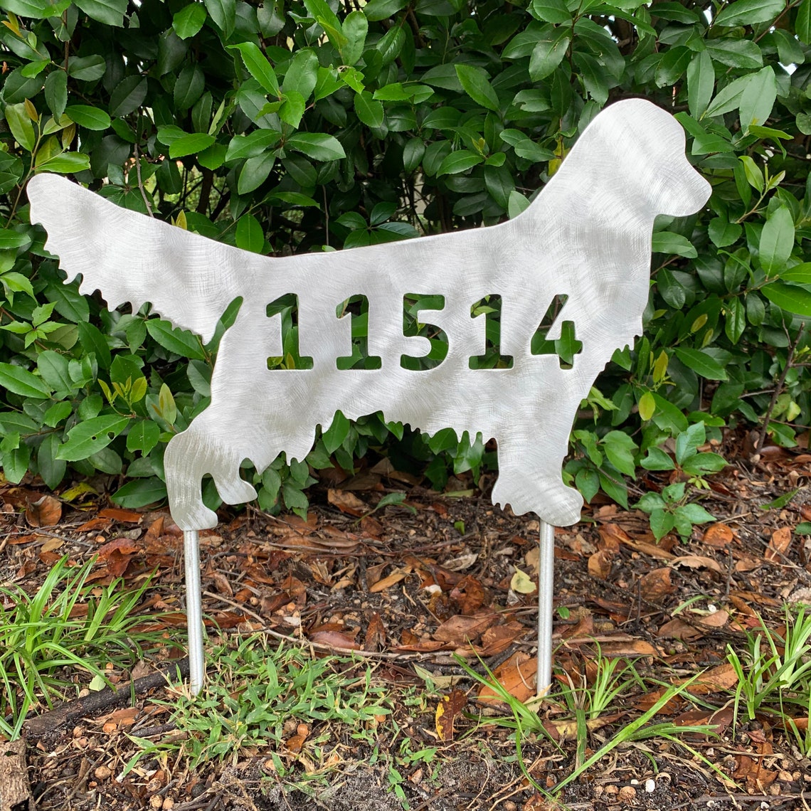 Golden Retriever, Unique and Beautiful House Number Sign, Dog ...