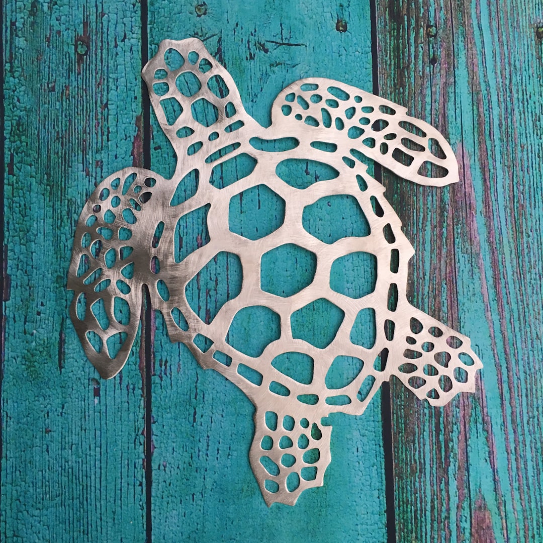 Sea Turtle 16.75" Handmade Metal Wall Hanging, Aluminum, Indoor or ...