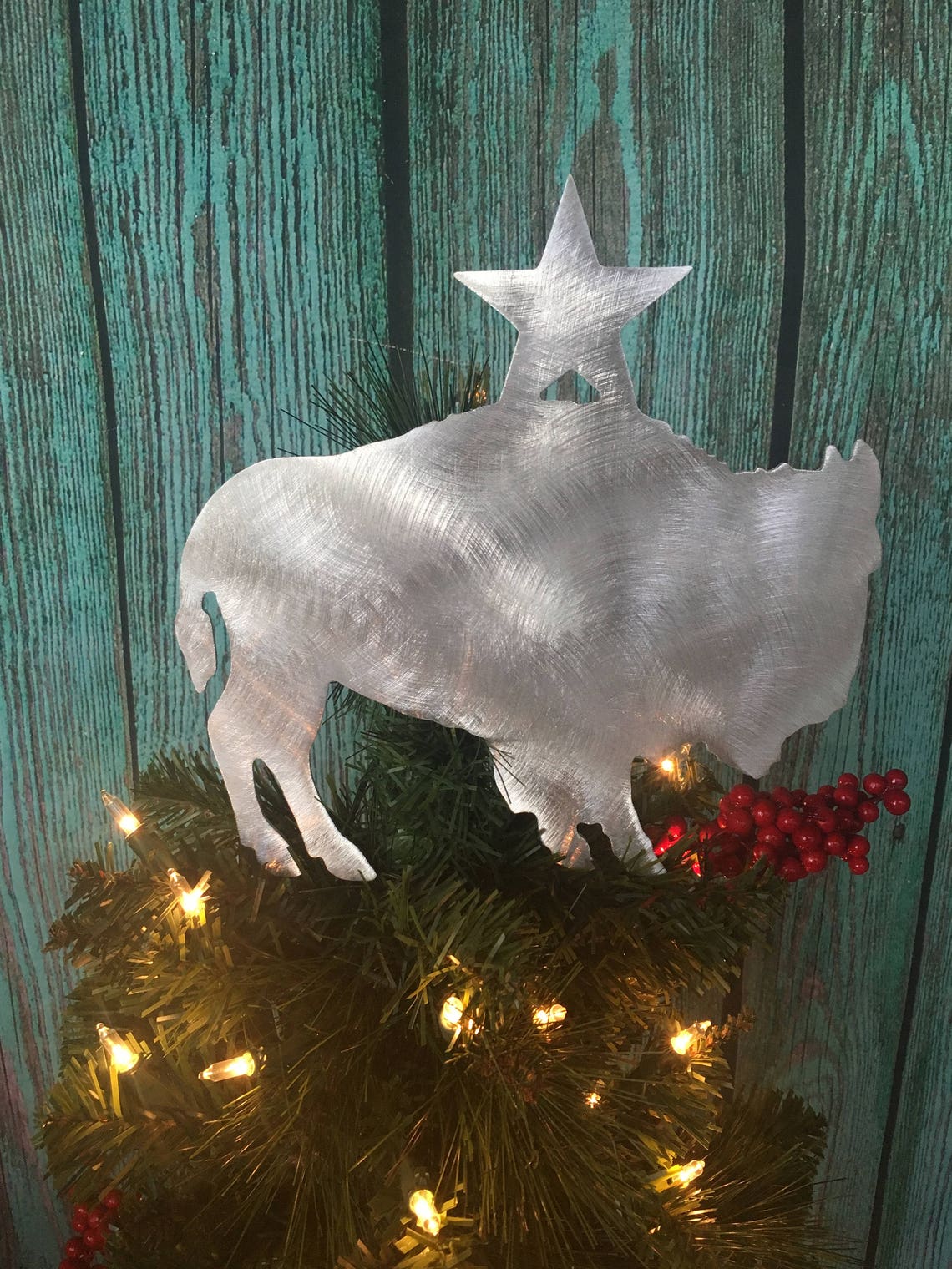 American Buffalo Bison Christmas Tree Topper Wreath - Etsy