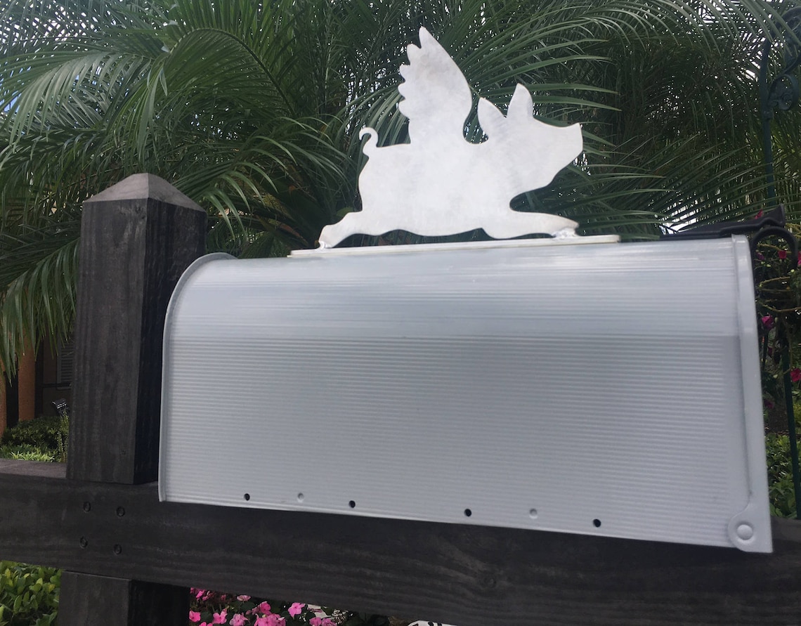 The Flying Pig Metal Mailbox Topper OR Wall Art Yard Stake - Etsy