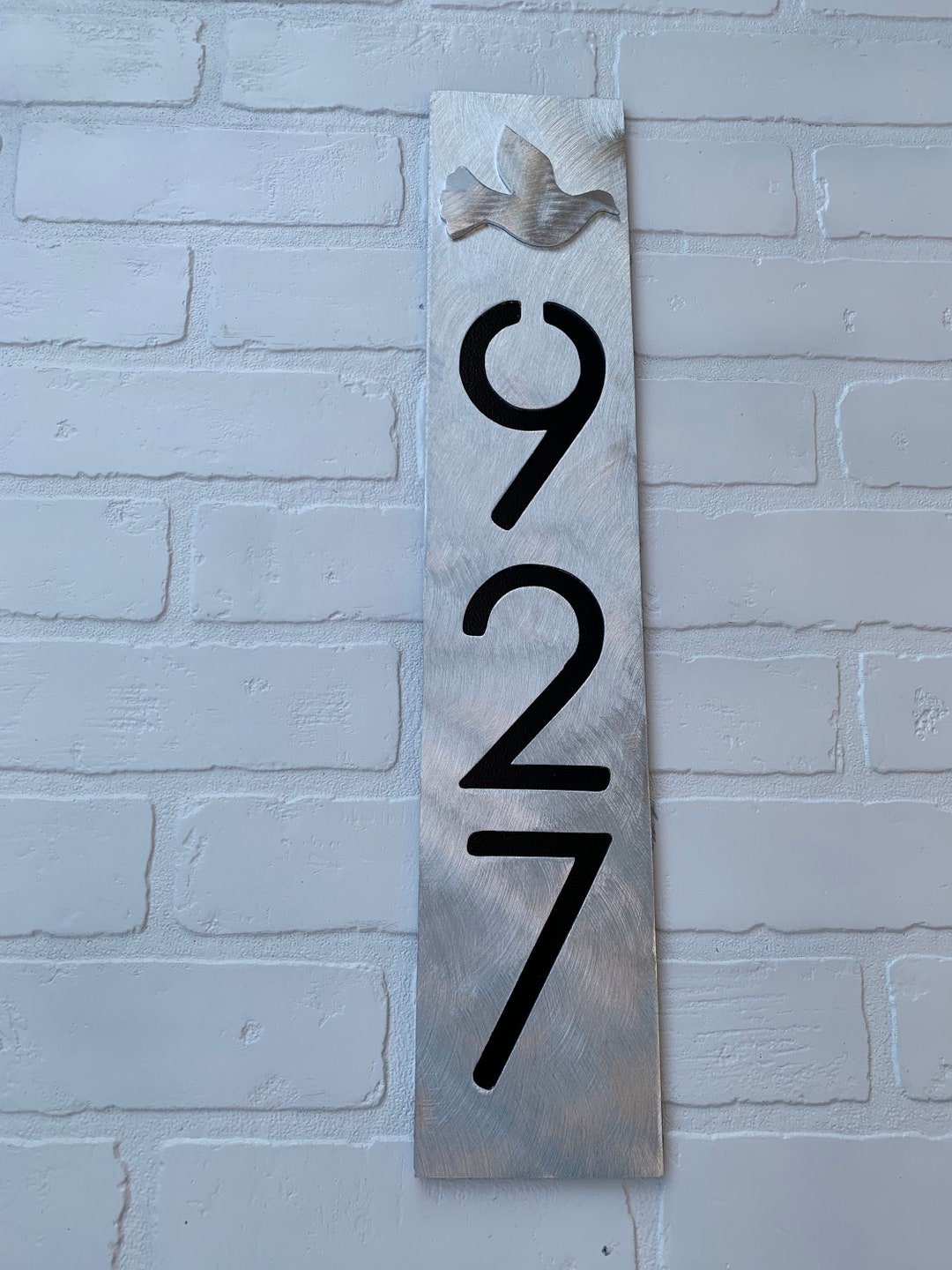 Contemporary Christian Style Metal Address Sign | Dove Emblem | Silver ...