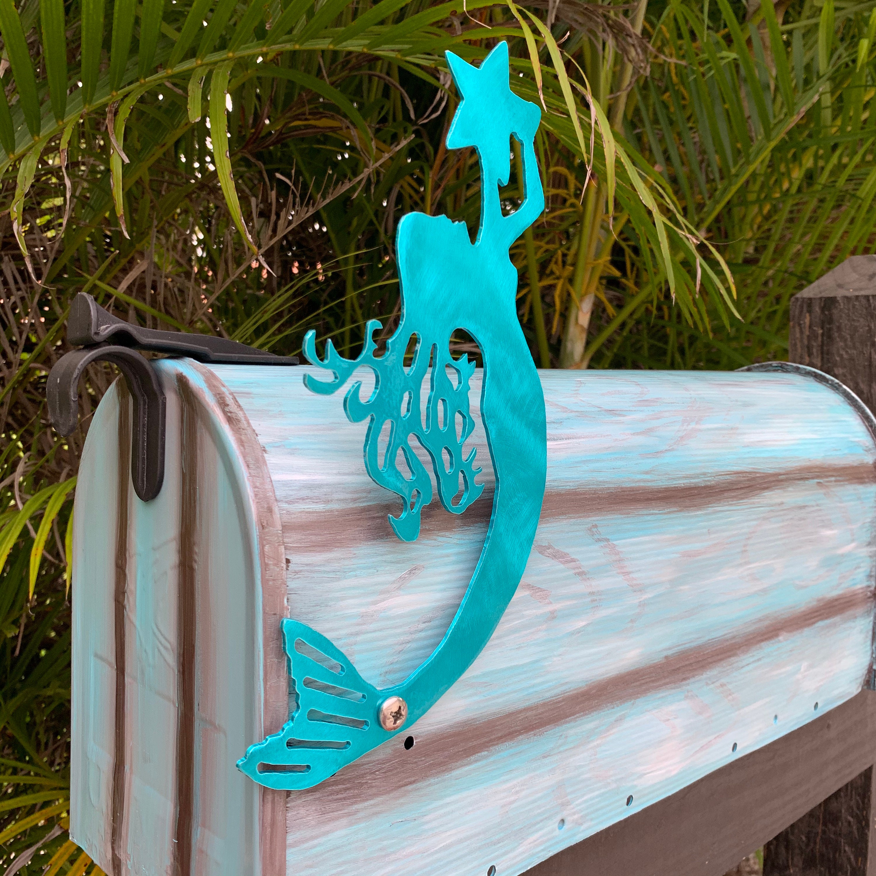 Mermaid Mailbox Flag Metal Mermaid with Starfish Listing is | Etsy