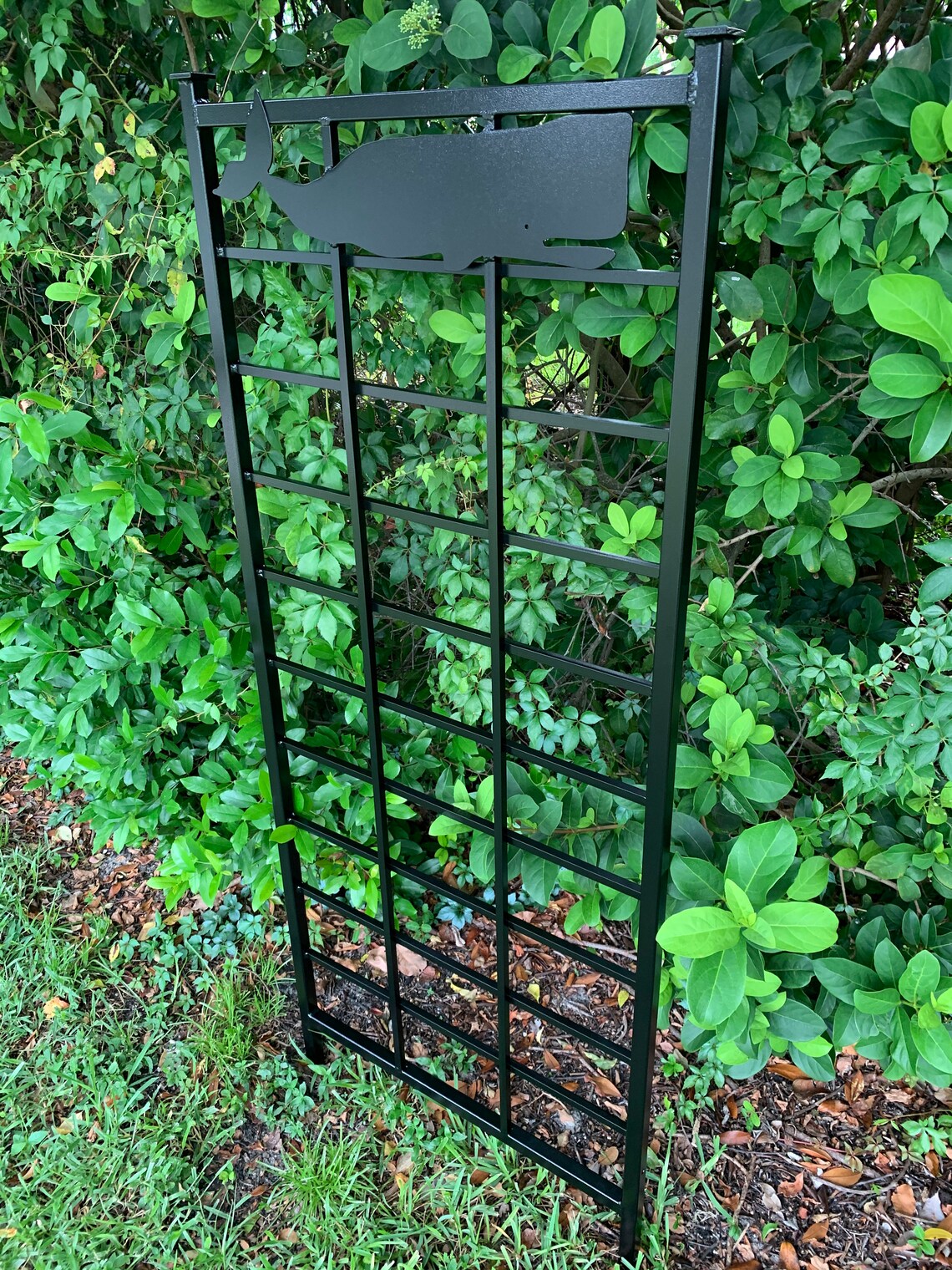 Nantucket Whale, Decorative Metal Garden Trellis, Plant Trellis, Rust ...
