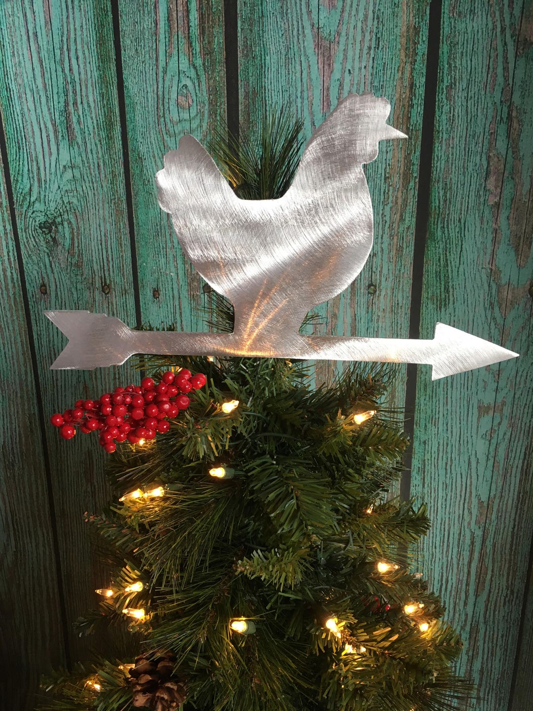Weathervane Chicken, Christmas Tree Topper, Wreath Decoration, Holiday ...