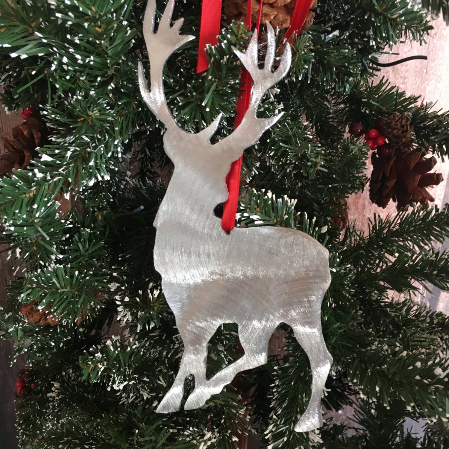Stag Charm Holiday Ornament Wall Decor gift metal art | Etsy