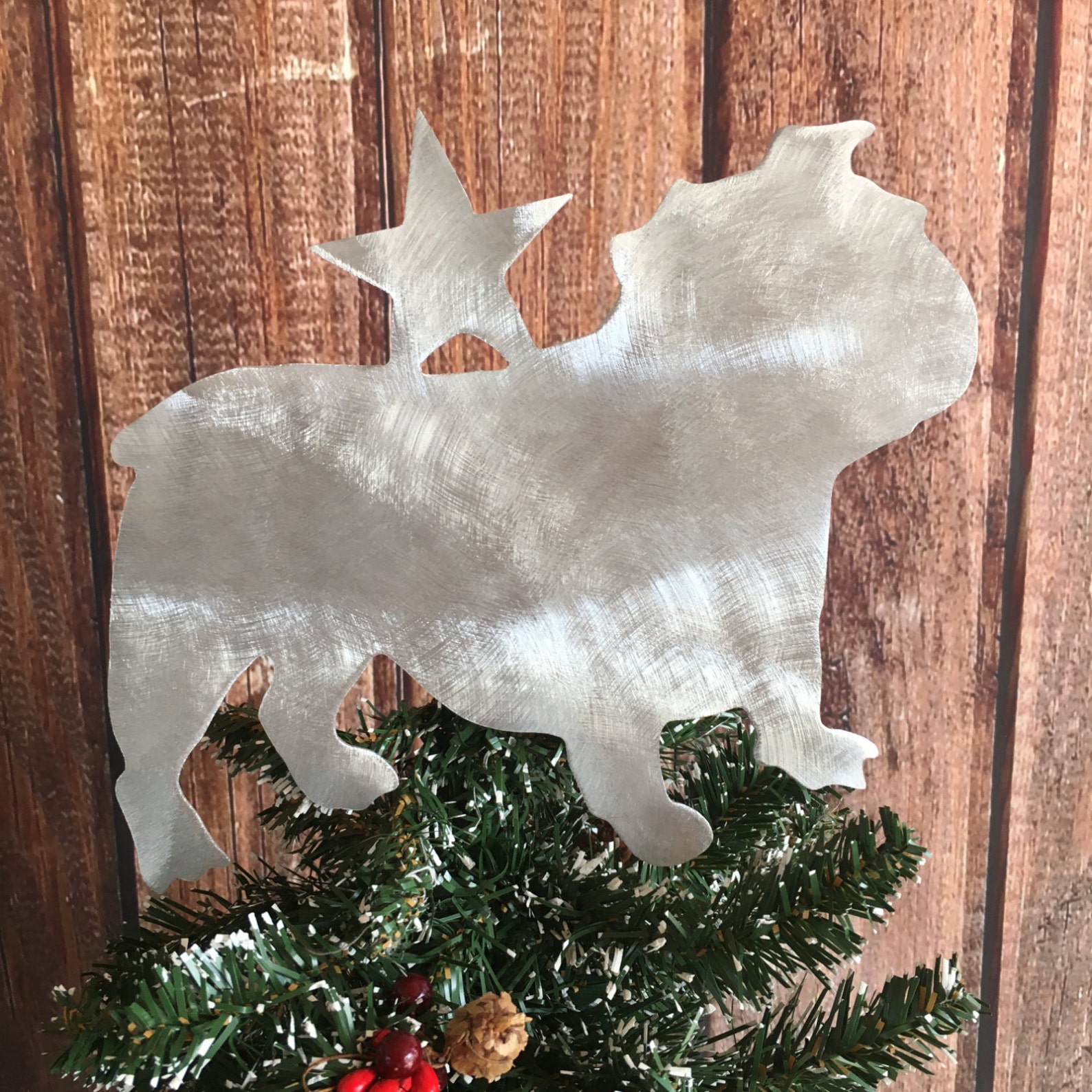 English Bulldog, Adorable Dog Christmas Tree Topper, Holiday Decoration ...