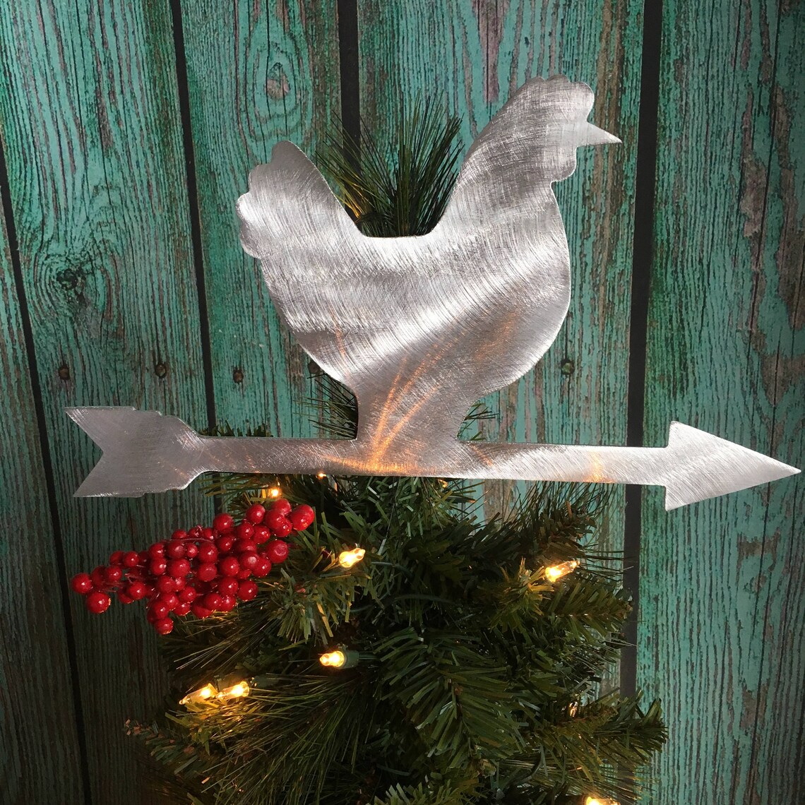 Weathervane Chicken, Christmas Tree Topper, Wreath Decoration, Holiday ...