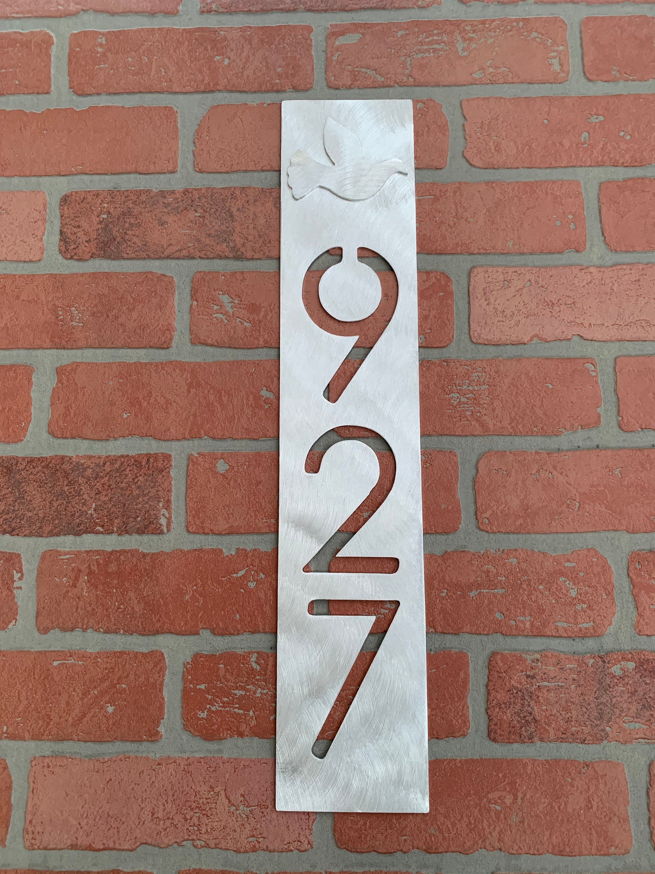 Contemporary Style Metal Address Sign with Dove emblem | Etsy