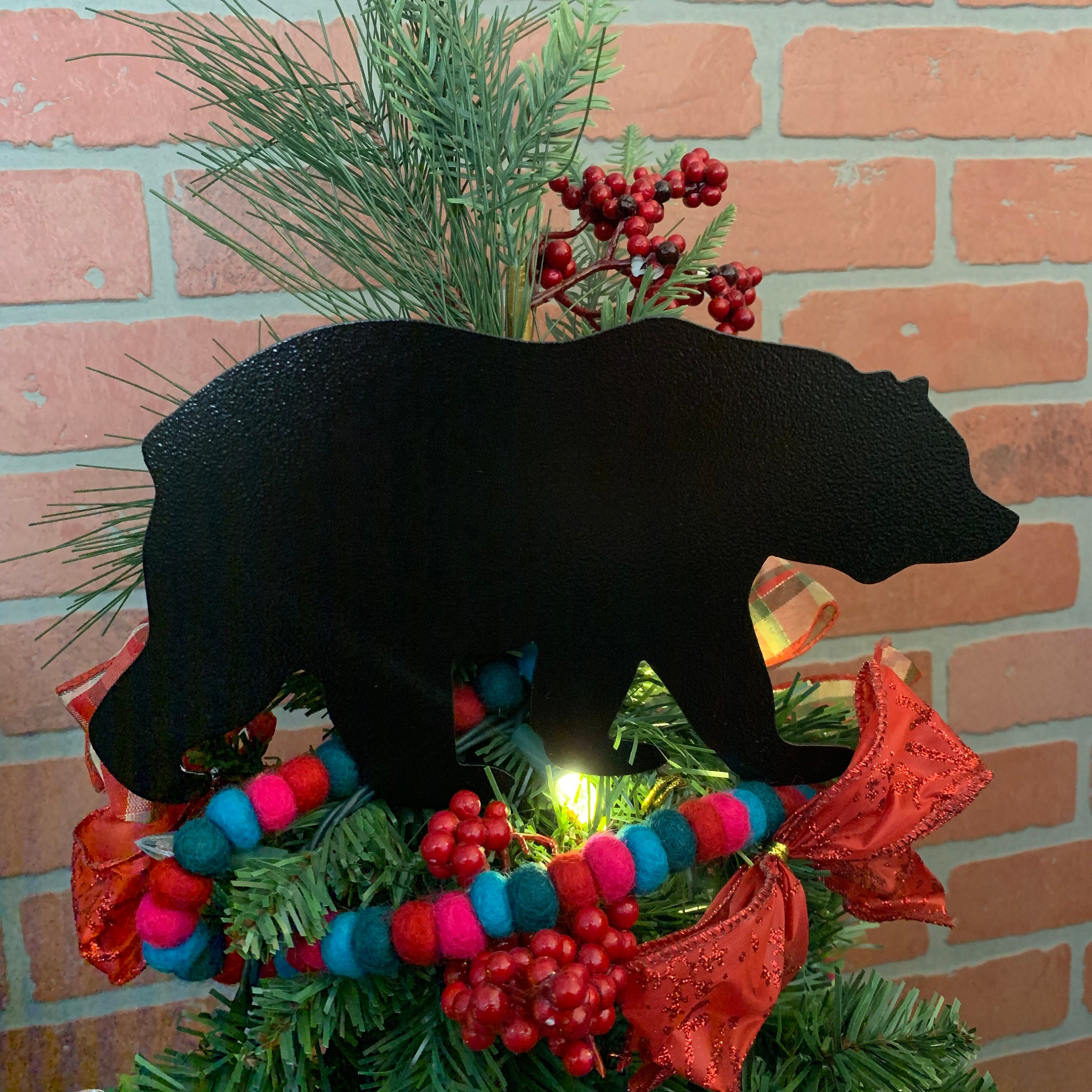 Bear Handcrafted Metal Christmas Tree Topper, Holiday Decoration, Wall ...