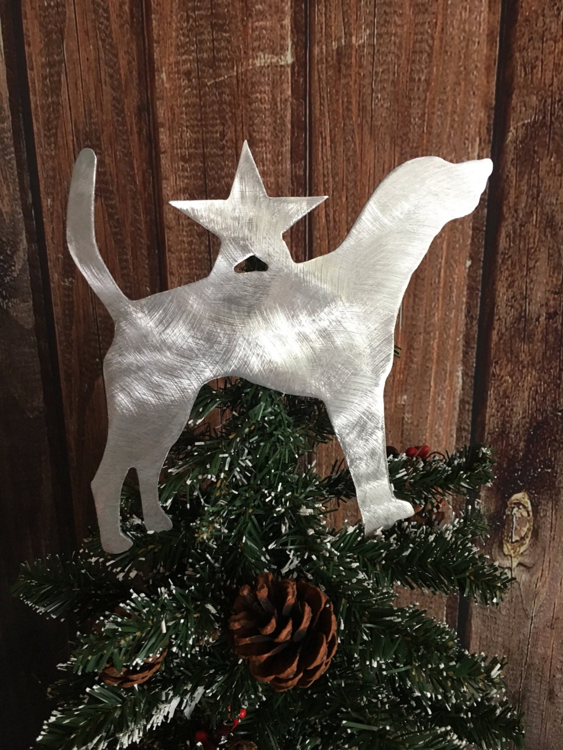 American Foxhound With Star Metal Dog Tree Topper Holiday | Etsy