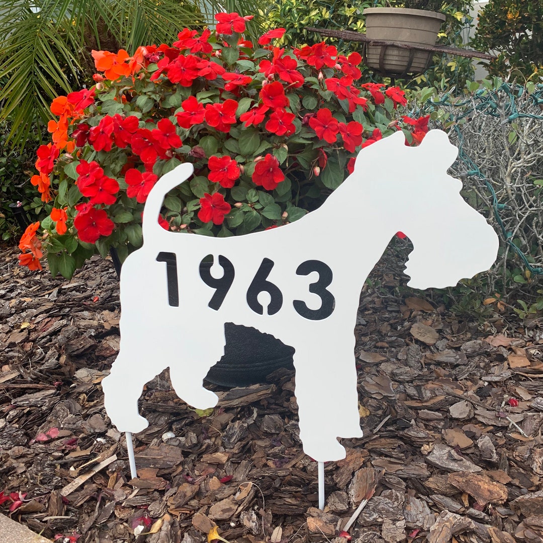 Unique and Beautiful House Number Sign Wire Hair Fox Terrier, Dog ...