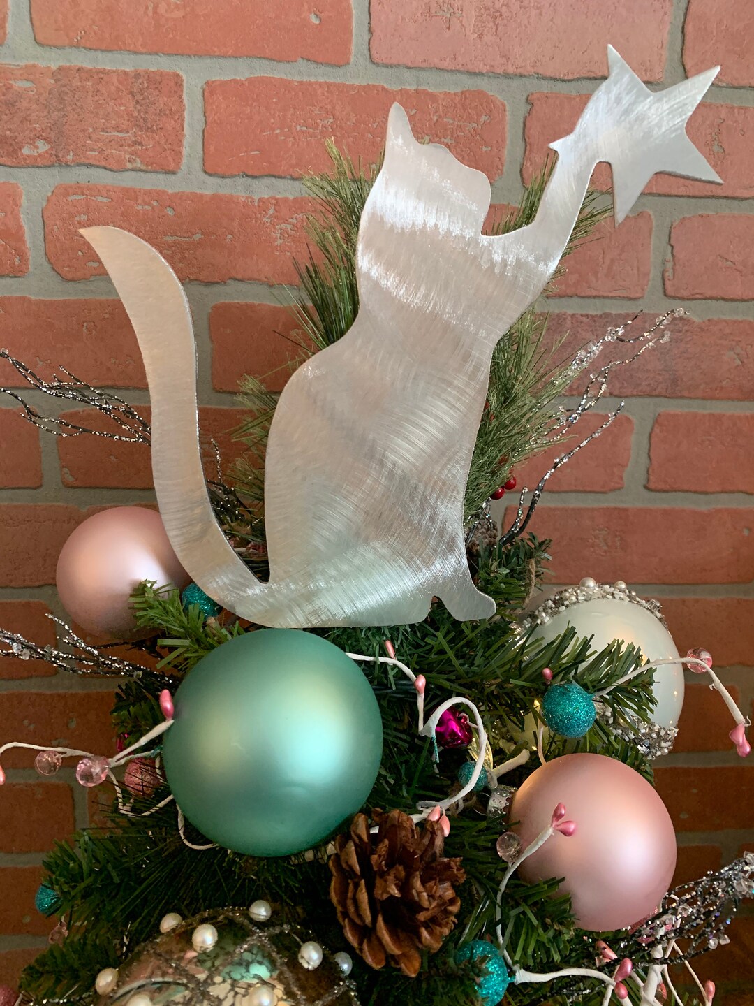 Kitty Cat, Cat Christmas Tree Topper, Wreath Decor, Holiday Decoration ...