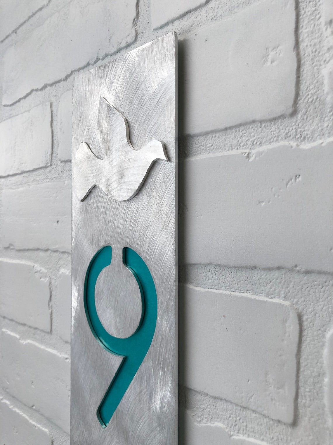 Contemporary Christian Style Metal Address Sign Dove emblem | Etsy