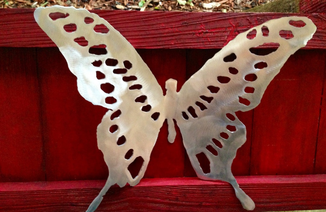 Metal BUTTERFLY, 3-dimensional or Flat, Aluminum, Hand Cut, Garden Art ...