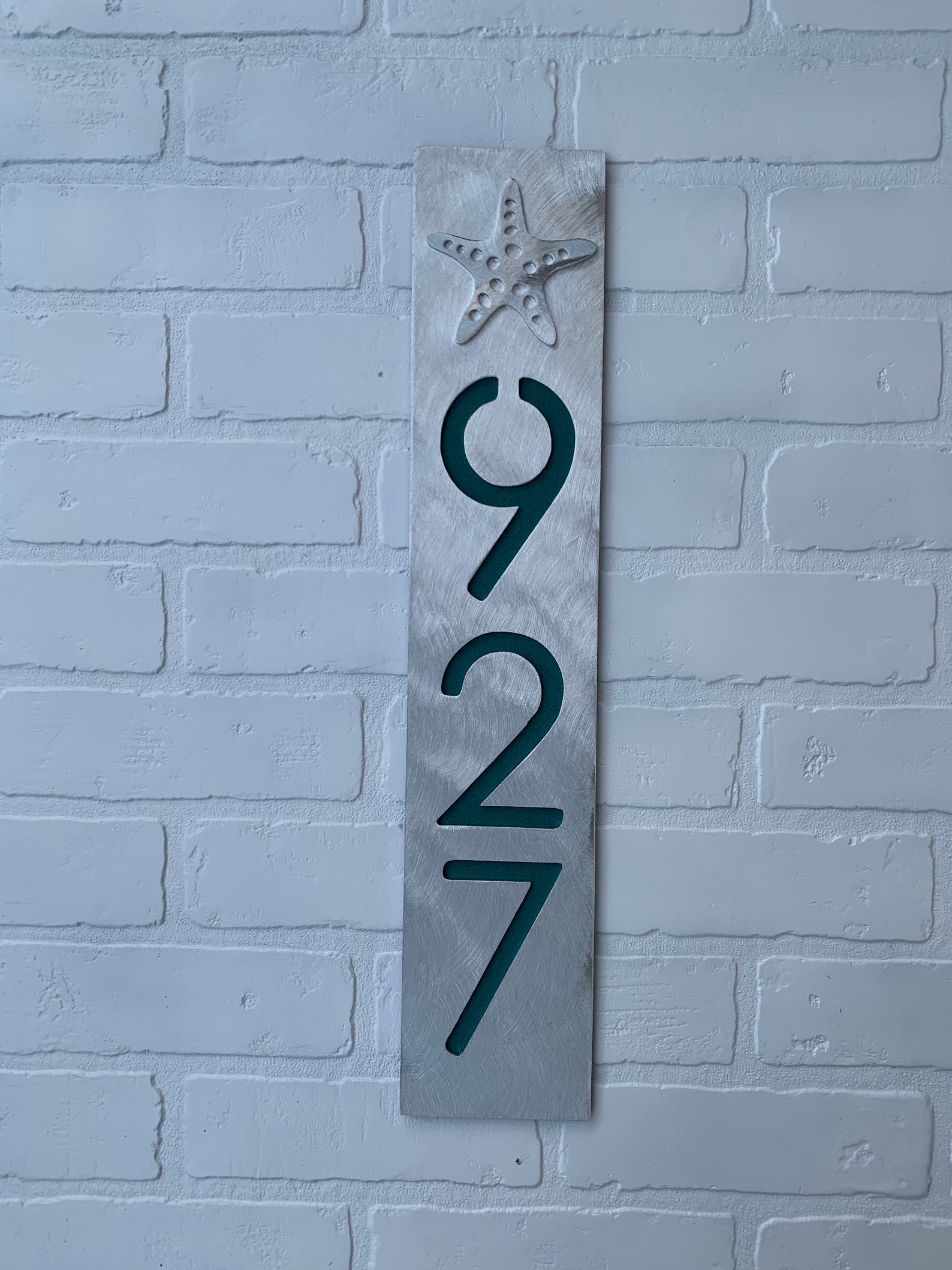 Contemporary Coastal Living Metal Address Sign | Starfish Emblem ...
